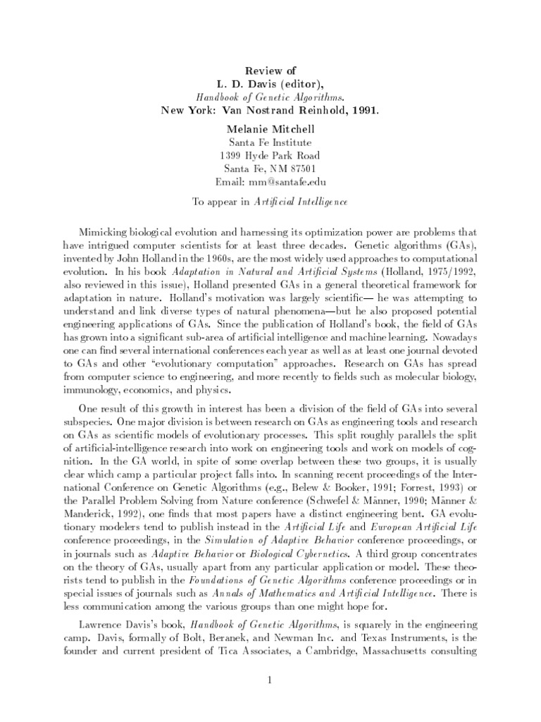 Handbook of Genetic Algorithms | PDF | Genetic Algorithm | Genetics