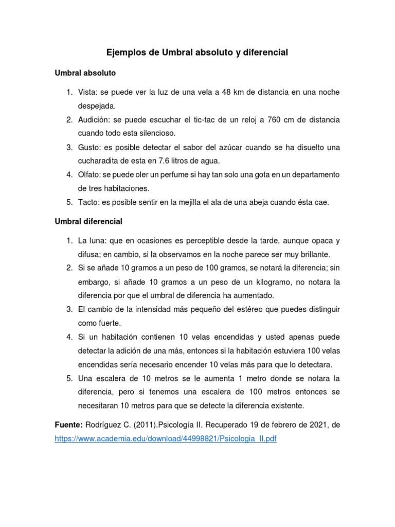 Ejemplos de Umbral Absoluto y Diferencial | PDF