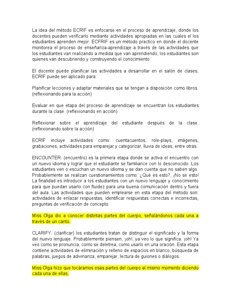Método ECRIF en el Aprendizaje Activo | PDF | Aprendizaje | Conocimiento