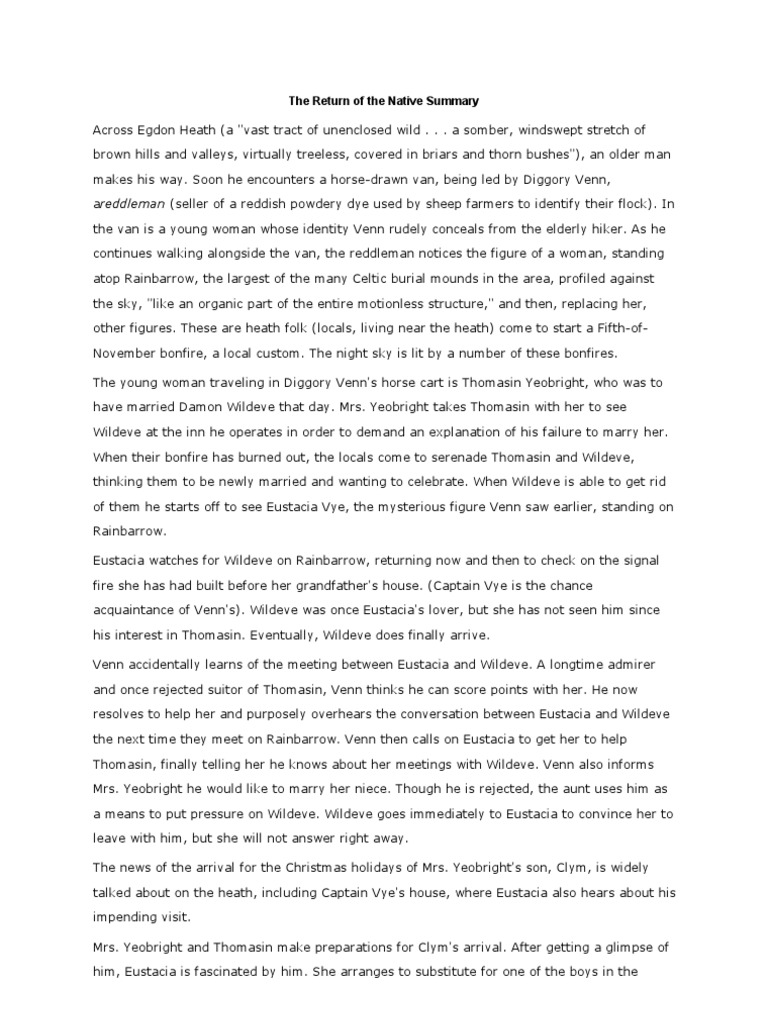 The Return of The Native - Book Summary | PDF