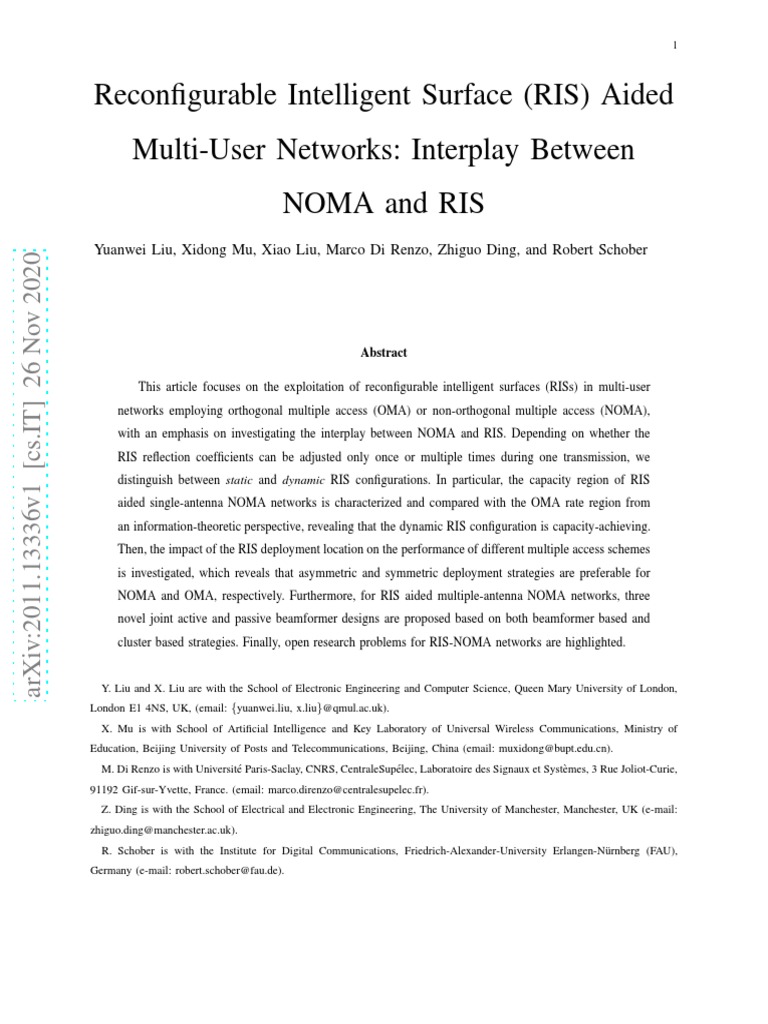 Reconfigurable Intelligent Surface (RIS) Aided Multi-User Networks ...