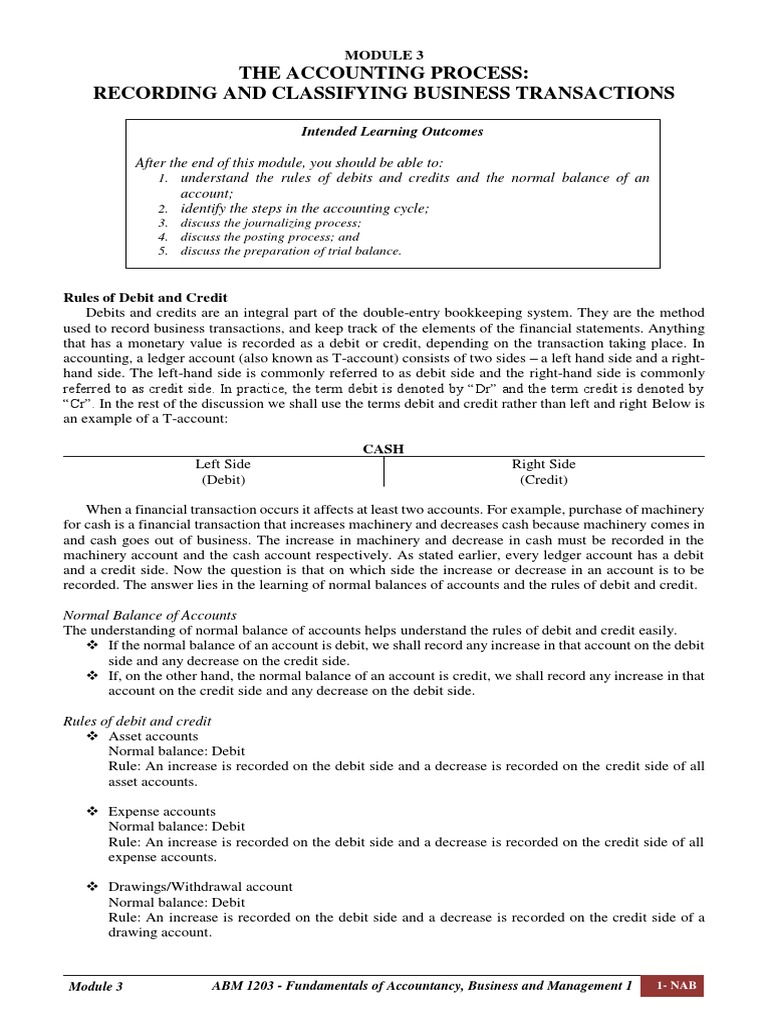 The Accounting Process: Recording and Classifying Business Transactions ...