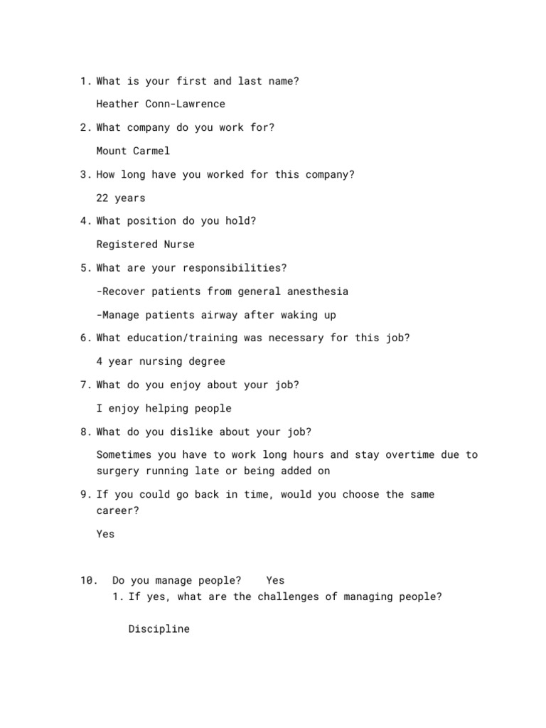 Capstone Interview | PDF | Lifestyle