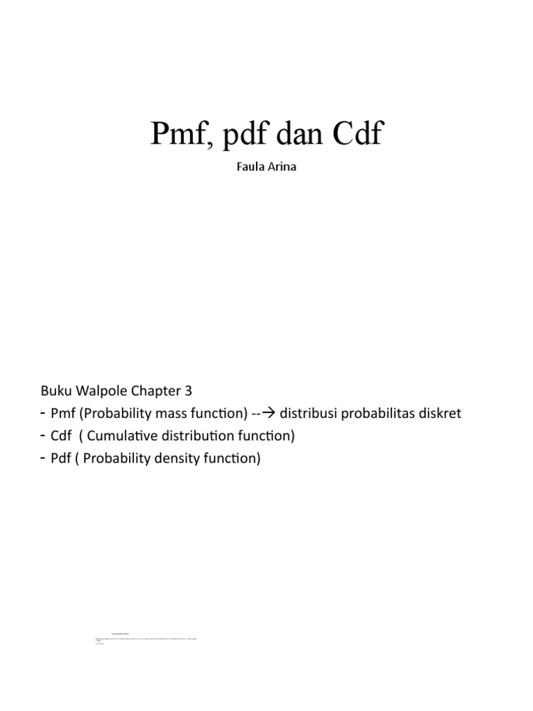 Pmf, Pdf, dan Cdf dalam Statistika | PDF