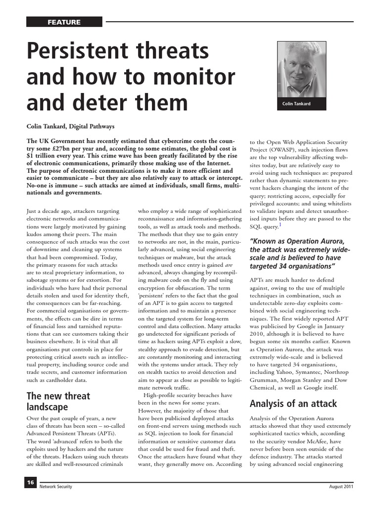 Persistent Threats and How To Monitor and Deter Them | PDF | Phishing ...