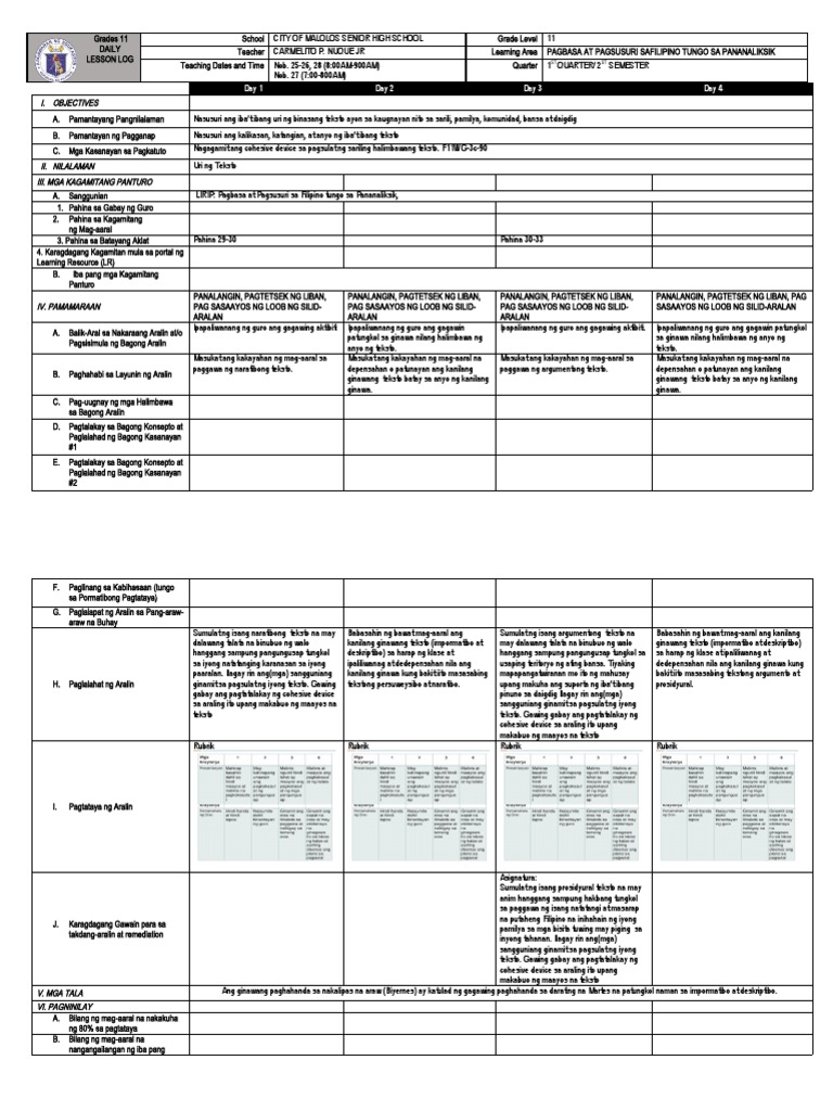 Pagbasa at Pagsusuri-Week 4 | PDF