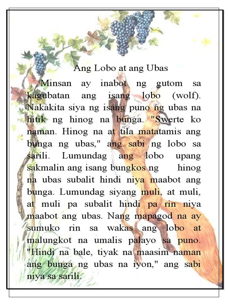 Ang Lobo at Ang Ubas | PDF