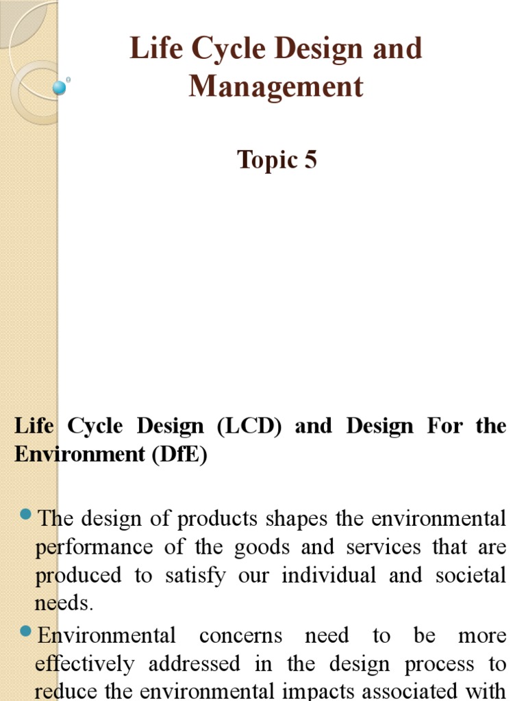 Life Cycle Design and Management: Topic 5 | PDF | Life Cycle Assessment ...