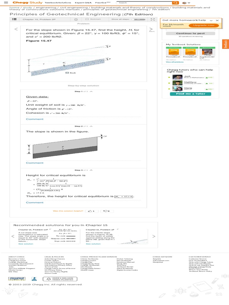 Principles of Geotechnical Engineering 7th Edition Textbook Solutions Chegg - Com 201 | PDF ...