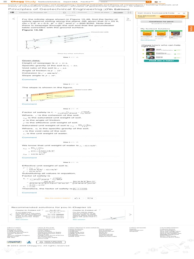 Principles of Geotechnical Engineering 7th Edition Textbook Solutions Chegg - Com 203 | PDF ...