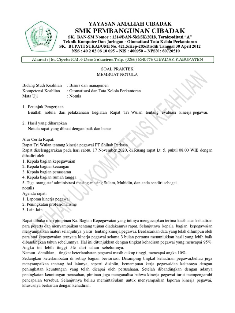 Soal Notula Rapat | PDF