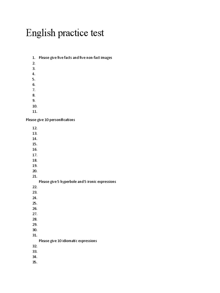 English Practice Test PDF