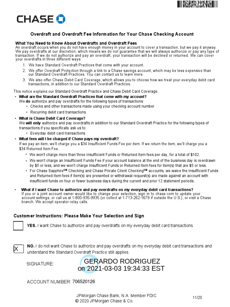 Gerardo Rodriguez On 2021-03-03 19:34:33 EST: Overdraft and Overdraft Fee Information For Your ...