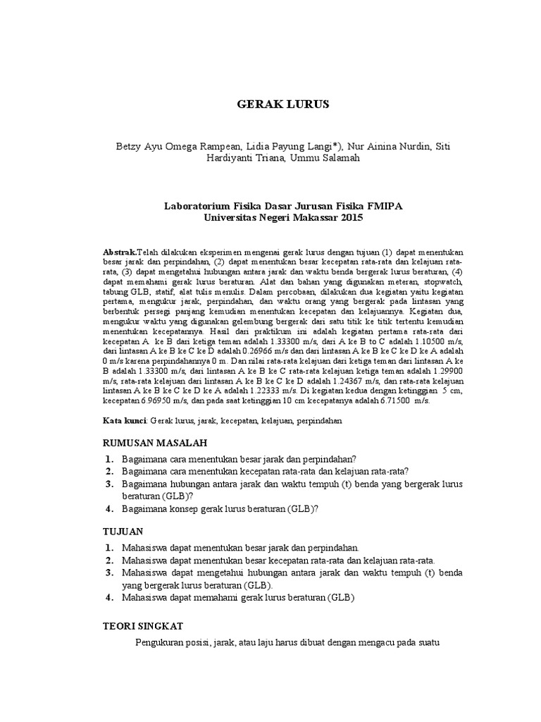 Laporan Praktikum Unit 2 Gerak Lurus | PDF