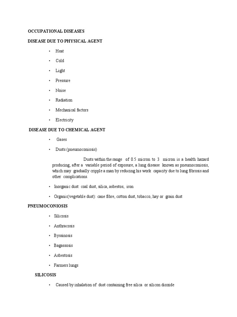 Occupational Diseases Disease Due To Physical Agent | PDF | Diseases ...