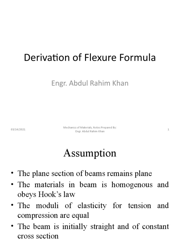 Derivation of Flexure Formula | PDF | Bending | Beam (Structure)