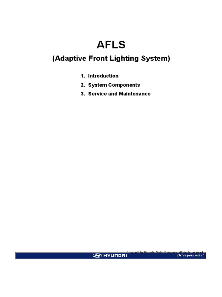 (Adaptive Front Lighting System) : 2. System Components 3. Service and ...