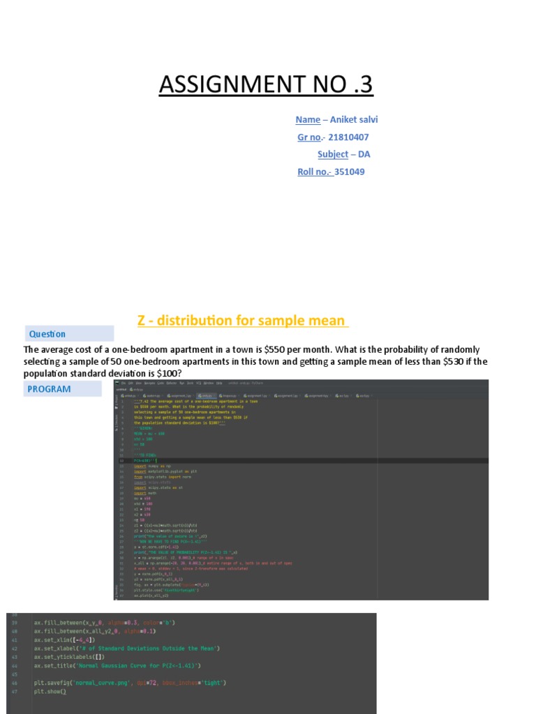 Assignment No .3: Name - Aniket Salvi GR No.-21810407 Subject - DA Roll No. - 351049 | PDF ...