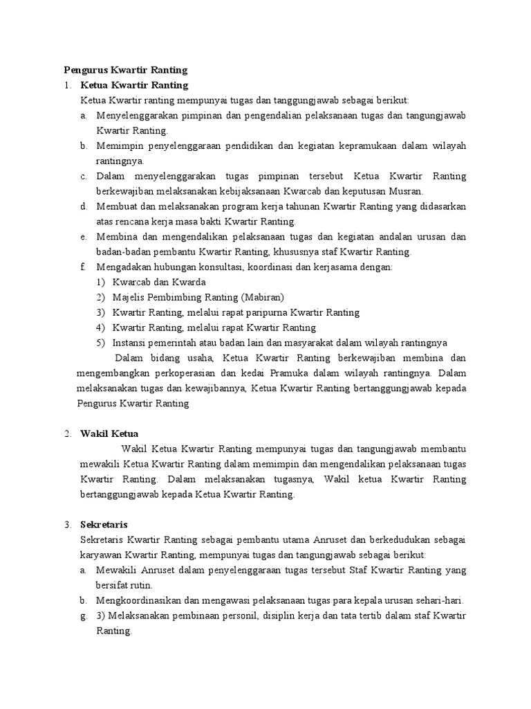 Pengurus Kwartir Ranting | PDF