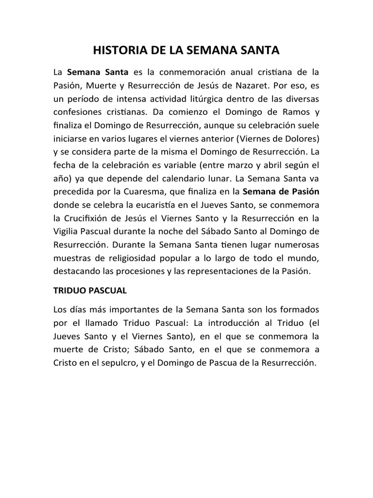 Historia de La Semana Santa | PDF