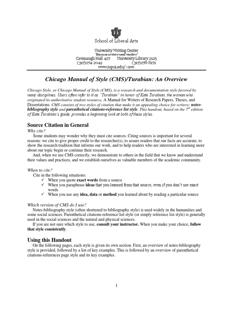 Chicago Citation Handbook | PDF | A Manual For Writers Of Research ...