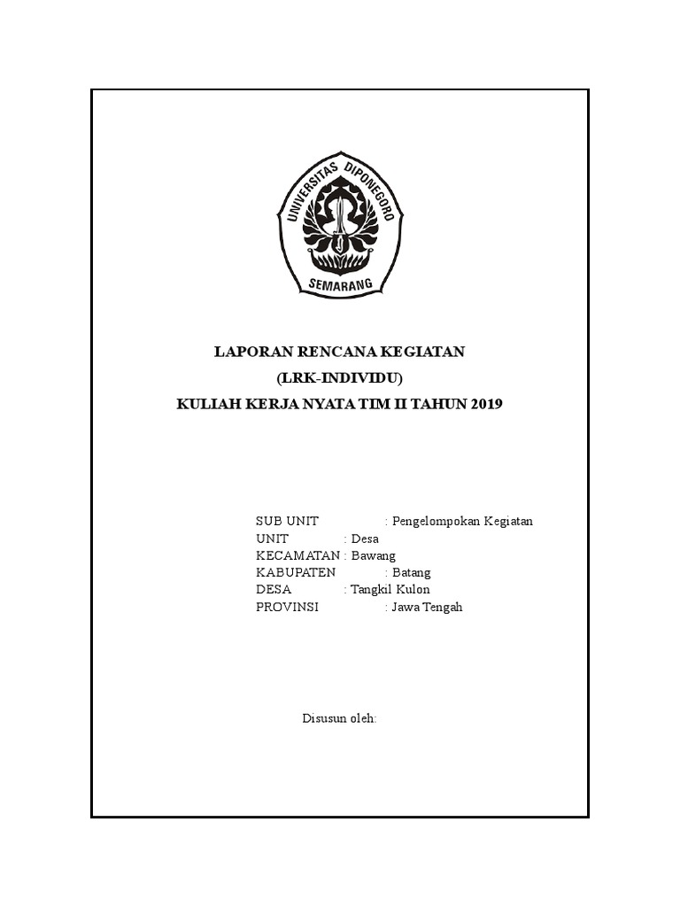Laporan Rencana Kegiatan Individu - KKN | PDF