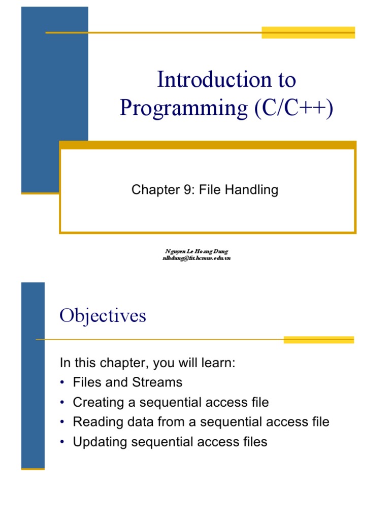 Introduction To Programming (C/C++) : Chapter 9: File Handling | PDF | Computer Programming ...
