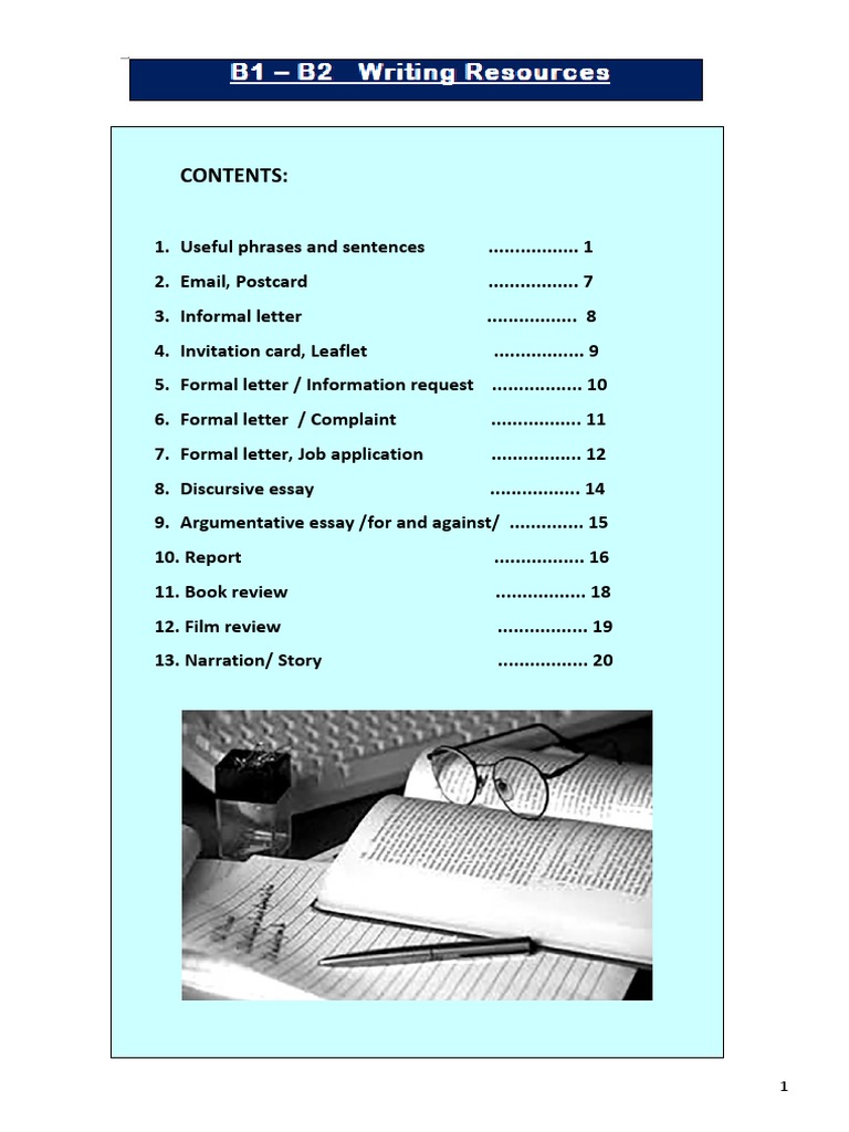 B2 Writing Skills and Examples Guide | PDF | Essays | Syntax