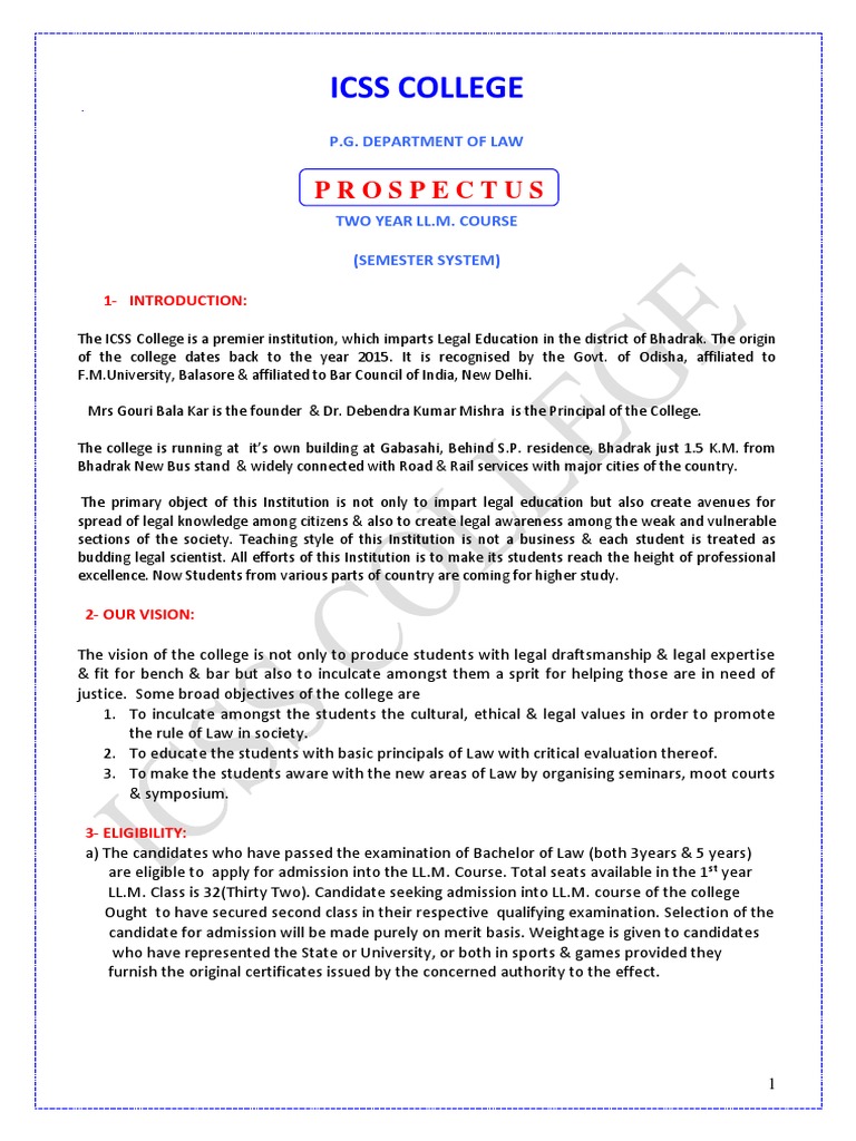 Prospectus Outlining Admission Requirements and Procedures for the Two ...