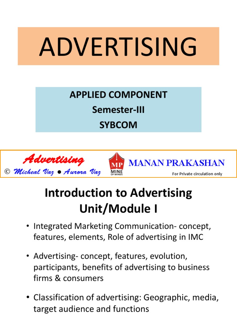 Advertising E-Notes | PDF | Marketing Communications | Advertising