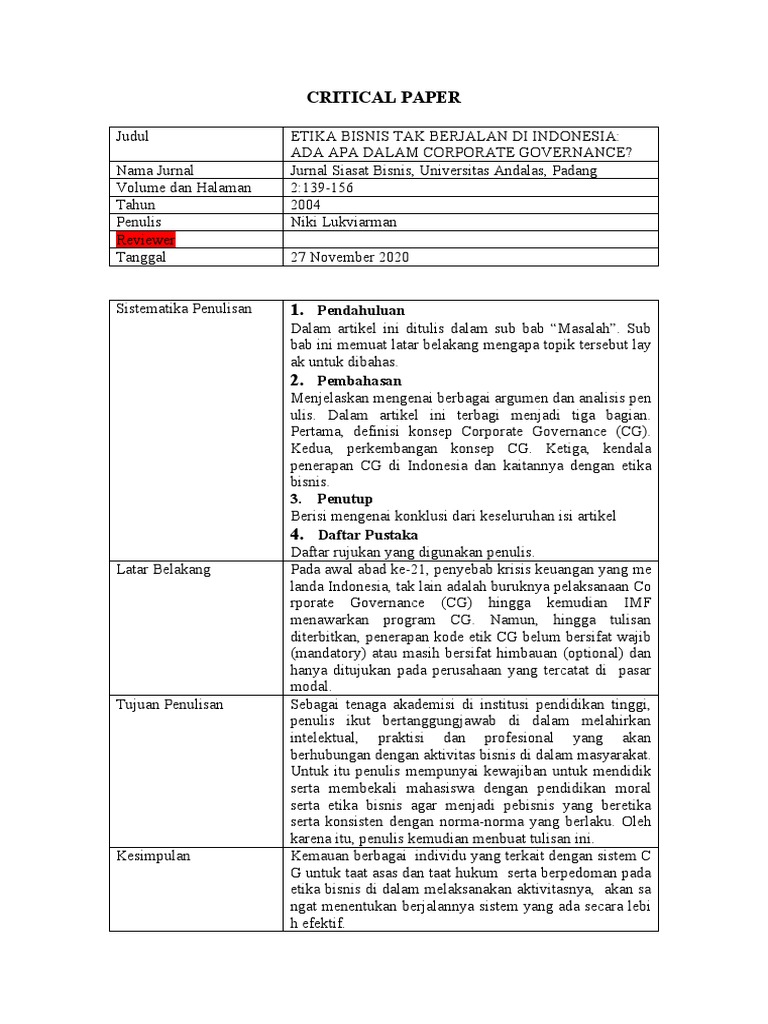 Critical Paper | PDF