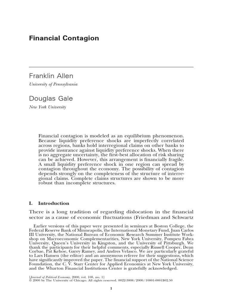 Financial Contagion: Franklin Allen | PDF | Financial Contagion ...