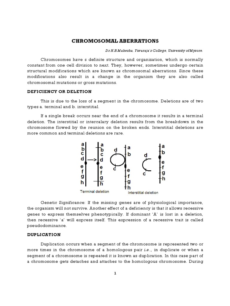 Chromosomal Aberrations | PDF | Meiosis | Deletion (Genetics)