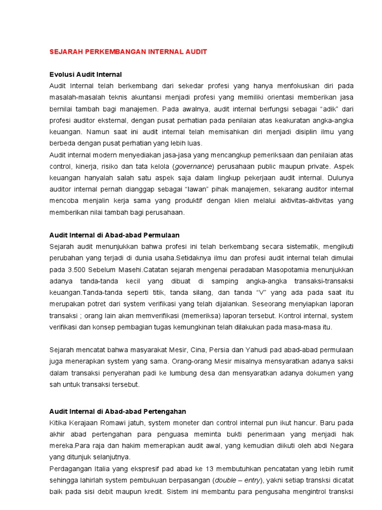 SEJARAH AUDIT INTERNAL | PDF