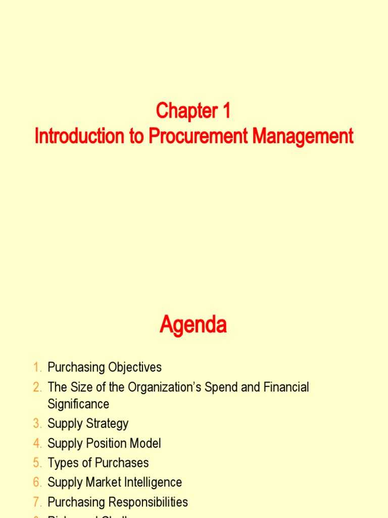 Chapter 1 - Introduction To Procurement Management | PDF | Supply Chain ...