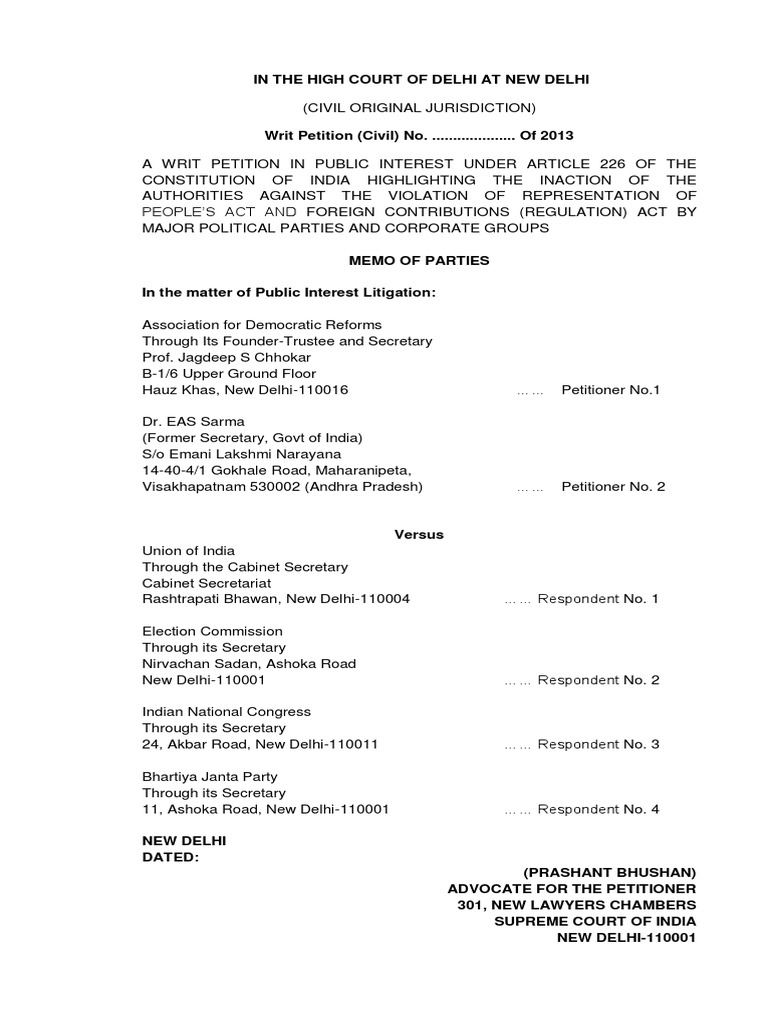 Pil Delhi High Court | PDF | Policy | Public Law