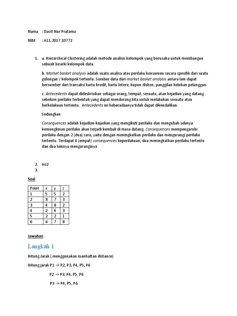 Analisis Kluster dan Jarak Manhattan | PDF