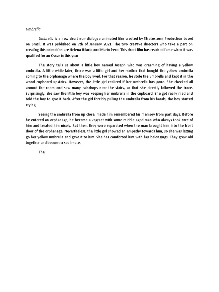 Umbrella Umbrella Is A New Short Non-Dialogue Animated Film Created by ...