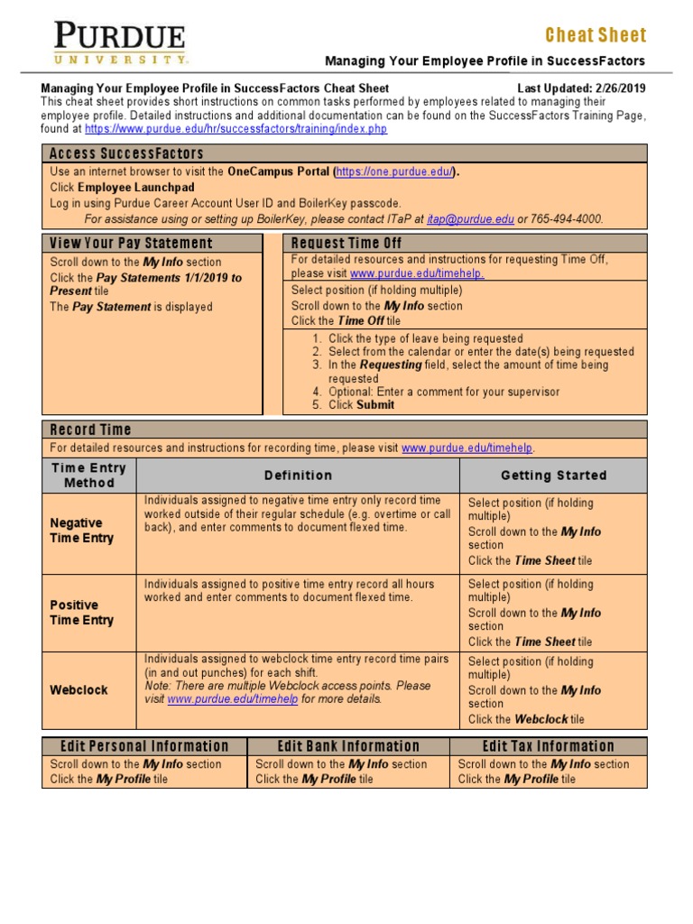 Managing Your Employee Profile Cheat Sheet | PDF | World Wide Web ...