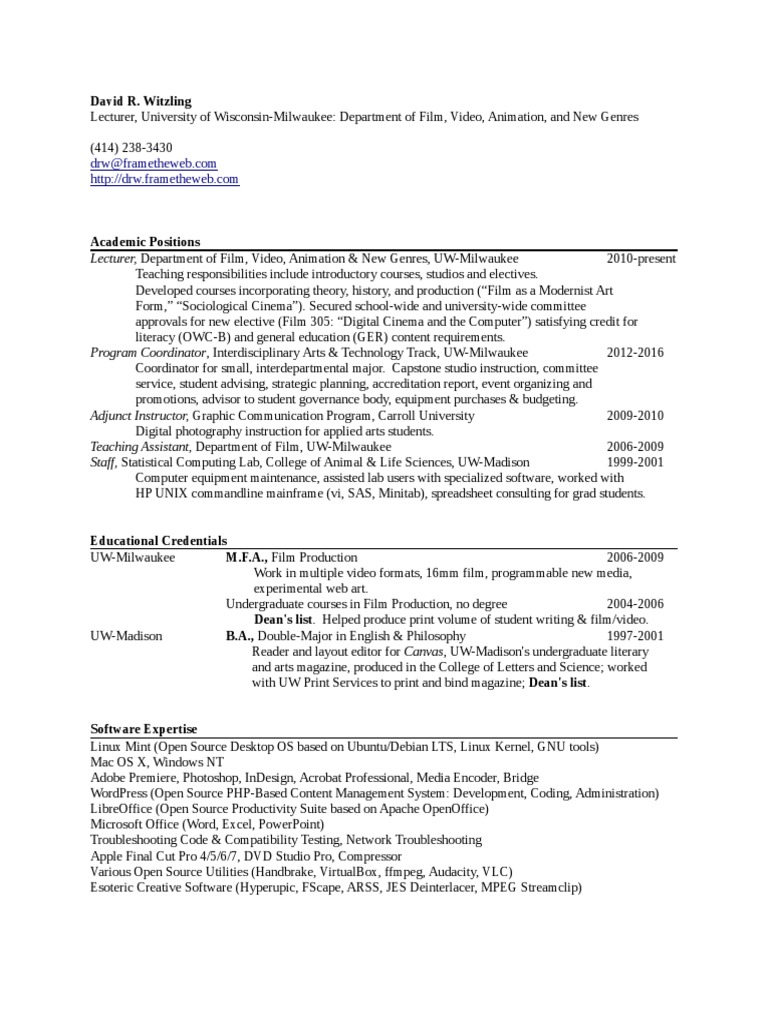 David Witzling | PDF | Linux | Microsoft Excel