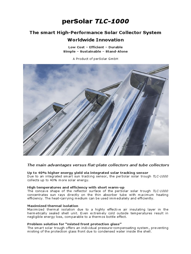 Persolar Tlc-1000: The Smart High-Performance Solar Collector System ...