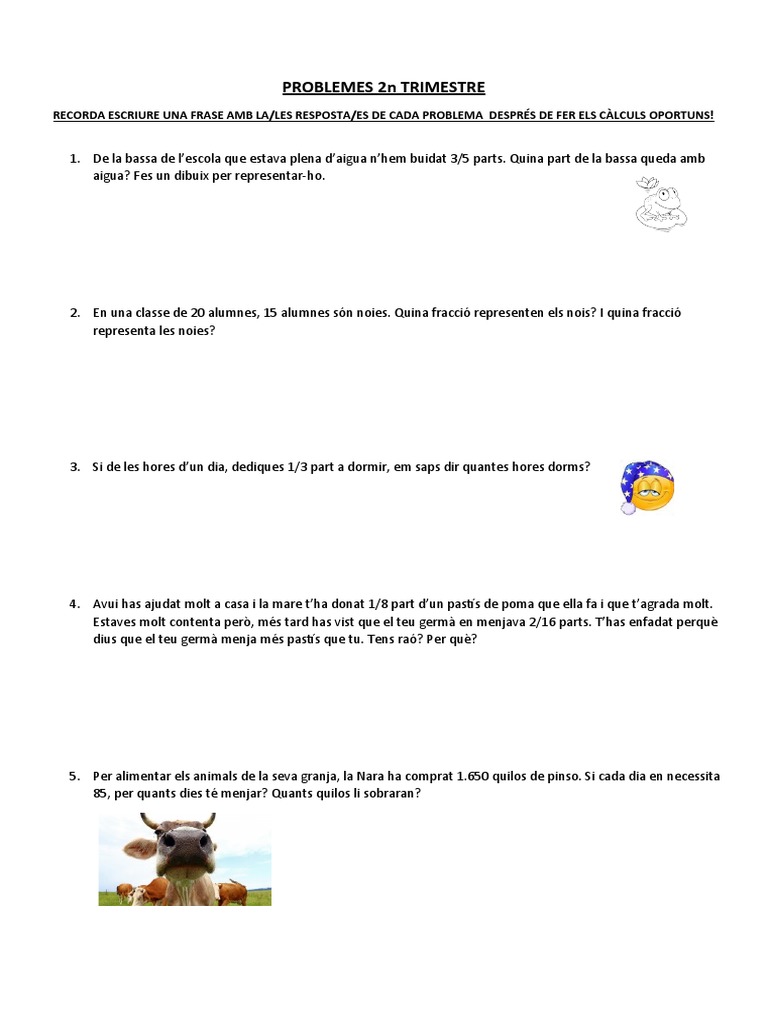 Problemes 4t 2n Trimestre Avaluació | PDF