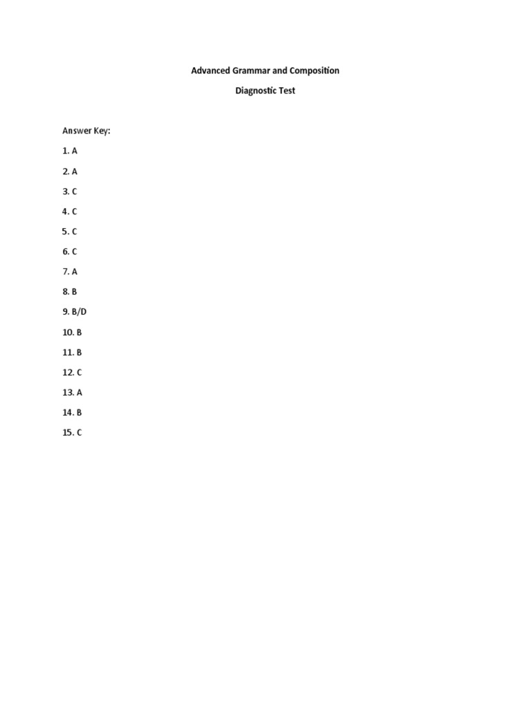 Diagnostic Test Answer Key Pdf