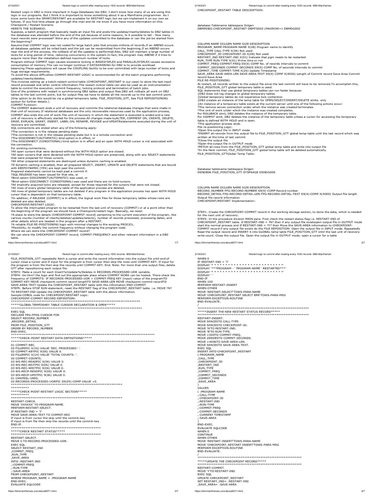 Restart Logic To Commit After Reading Every 1000 Records - IBM Mainframes | PDF | Data ...
