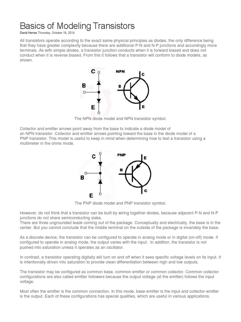 Basics of Modeling Transistors | PDF | Science & Mathematics