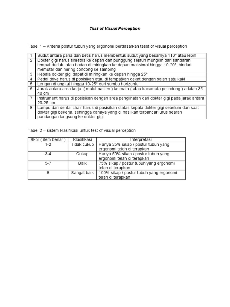 Test of Visual Perception | PDF