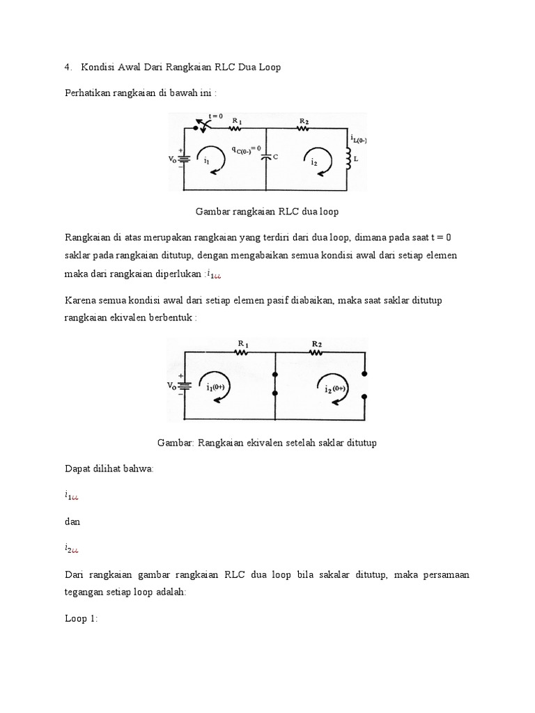 Kondisi Awal Dari Rangkaian RLC Dua Loop | PDF
