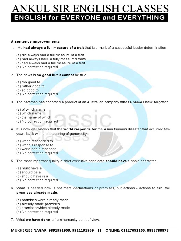 Ankul Sir English Classes: English For Everyone and Everything | PDF