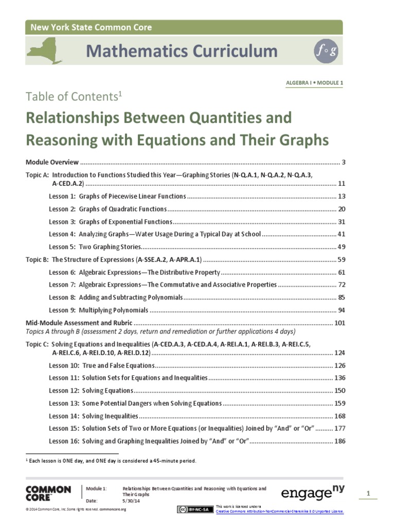 Algebra I m1 Teacher Materials | PDF | Polynomial | Equations