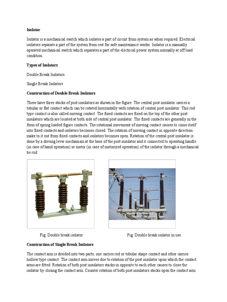Isolators and Contactors | PDF | Components | Physical Quantities